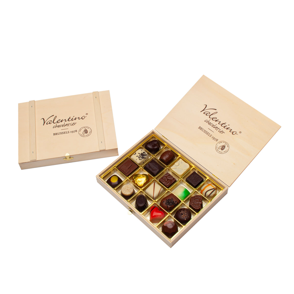 Belgian Chocolate Gift, Wooden Chocolate Box – Valentino Chocolatier