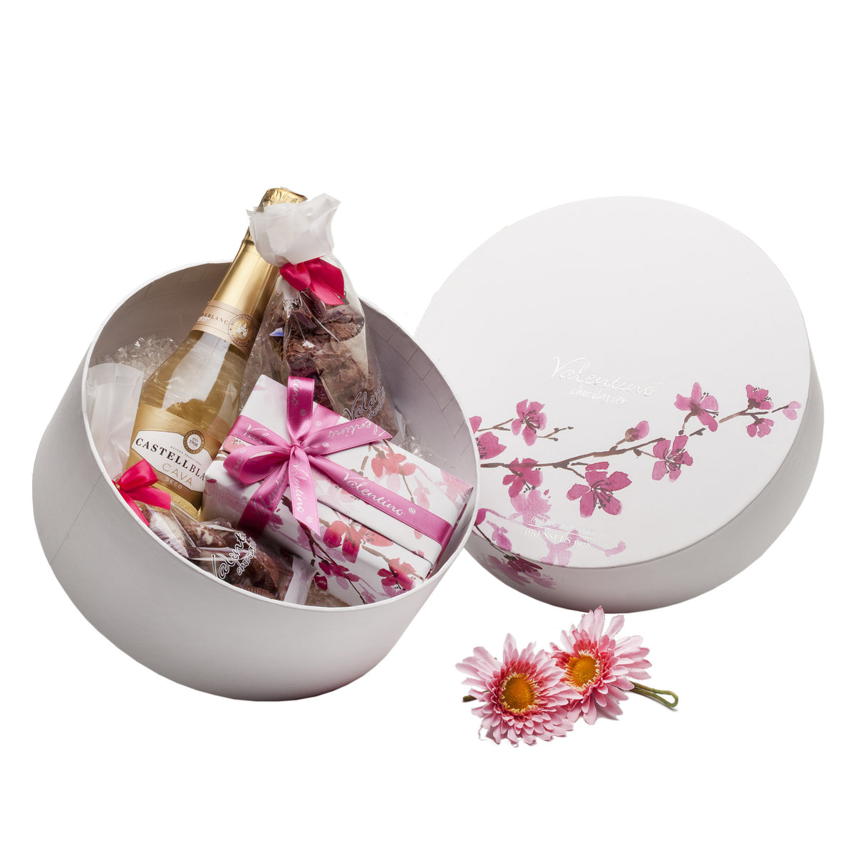 Belgian Chocolate Gift, Cherry Blossom Hat Box 2 – Valentino Chocolatier