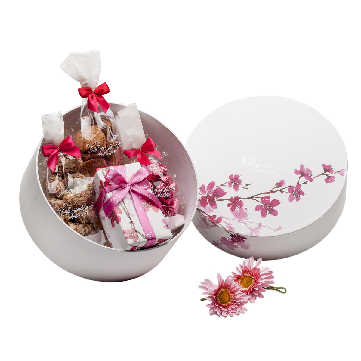 Belgian Chocolate Gift, Cherry Blossom Hat Box I – Valentino Chocolatier